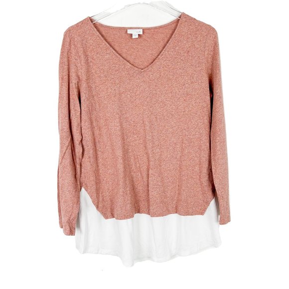 J. Jill | Tops | J Jill Long Sleeve Vneck Mixed Top 2fer Shirt Size ...